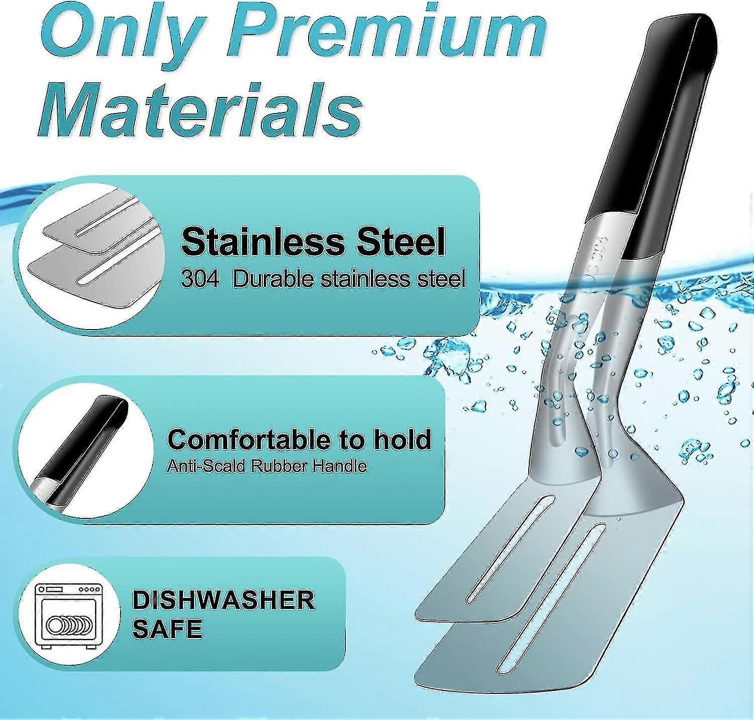 Spatula Tongs For Flipping, Stainless Steel Grill Clamp Spatula Flipper ...