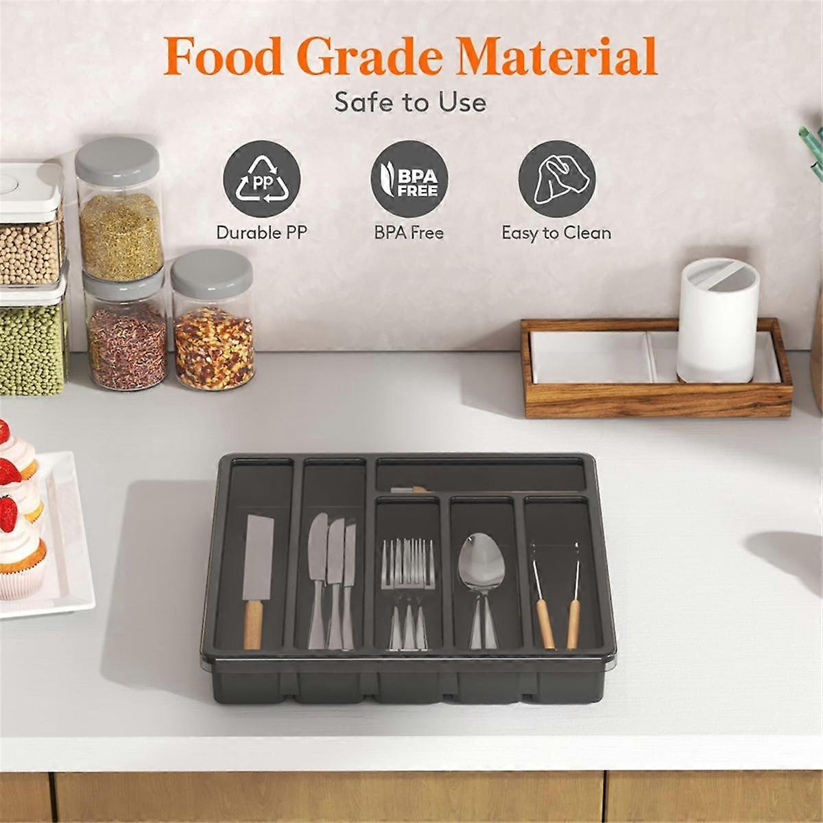 Silverware Organizer with Lid,Covered Utensil Tray for Kitchen Drawer ...