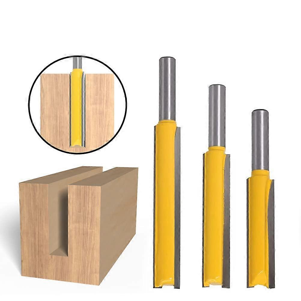 8mm Router Bit, 3 Pieces Straight Grooving Cutters Extra Long Carbide ...
