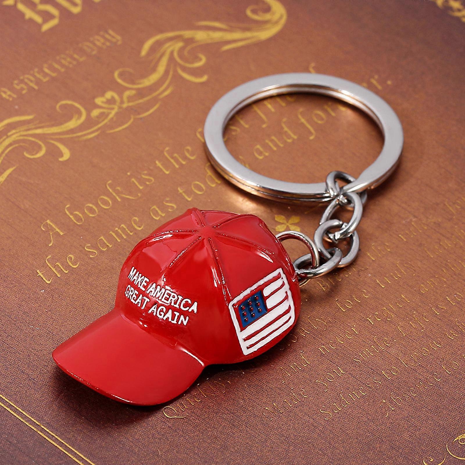 TRUMP 2024 USA Flag Red Hat Pendant Keychain - Make America Great Again ...
