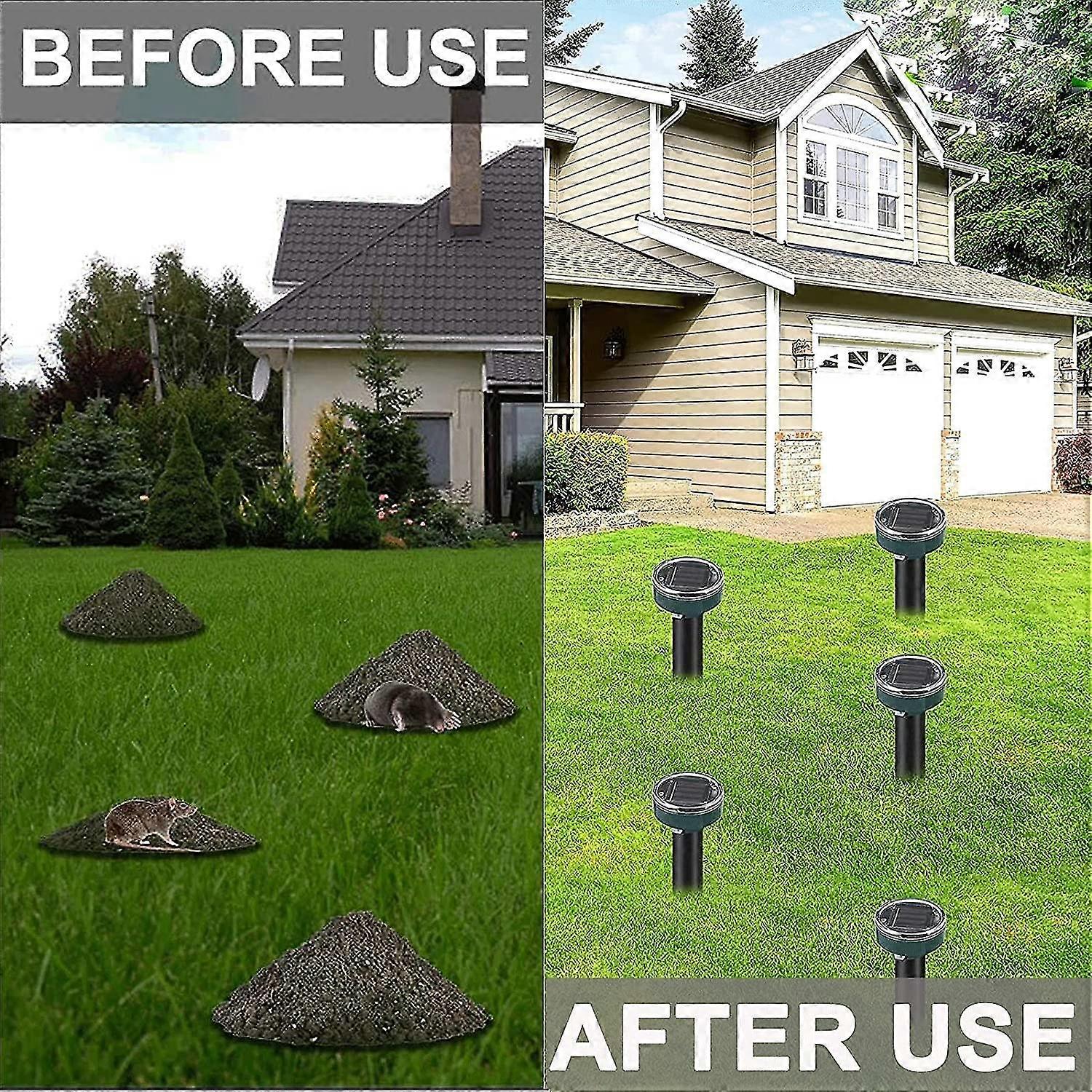 Solar Mole Repellent, 4 Pack Ultrasonic Solar Power Animals Repeller ...