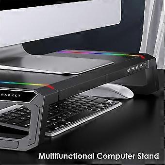 USB Charging Monitor Stand with Table Storage - Computer Monitor Stand ...