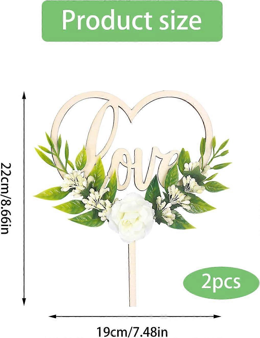 2pcs heart wedding topper cake topper party wooden heart love cake ...