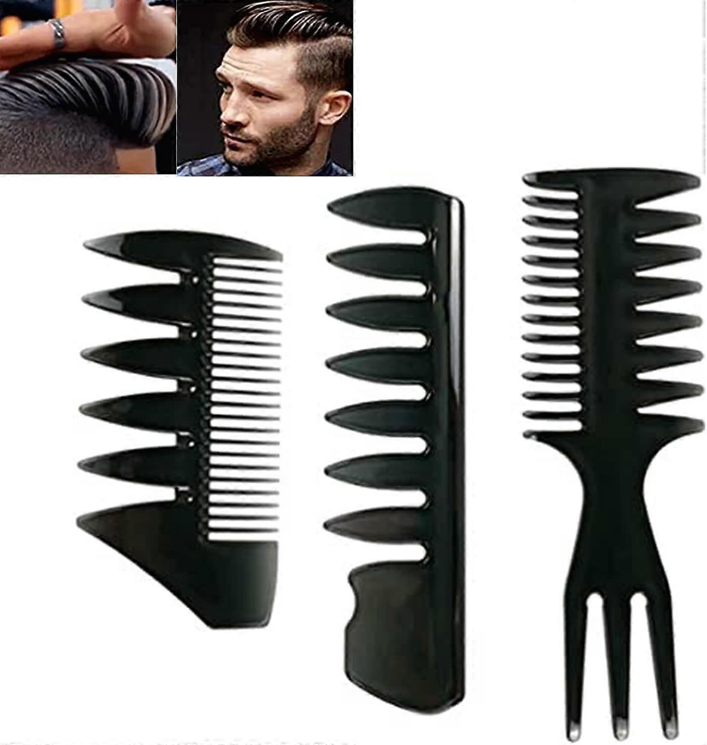 3PCS Pompadour Comb, Wide Tooth Men Styling Comb Black Afro Hair Combs ...