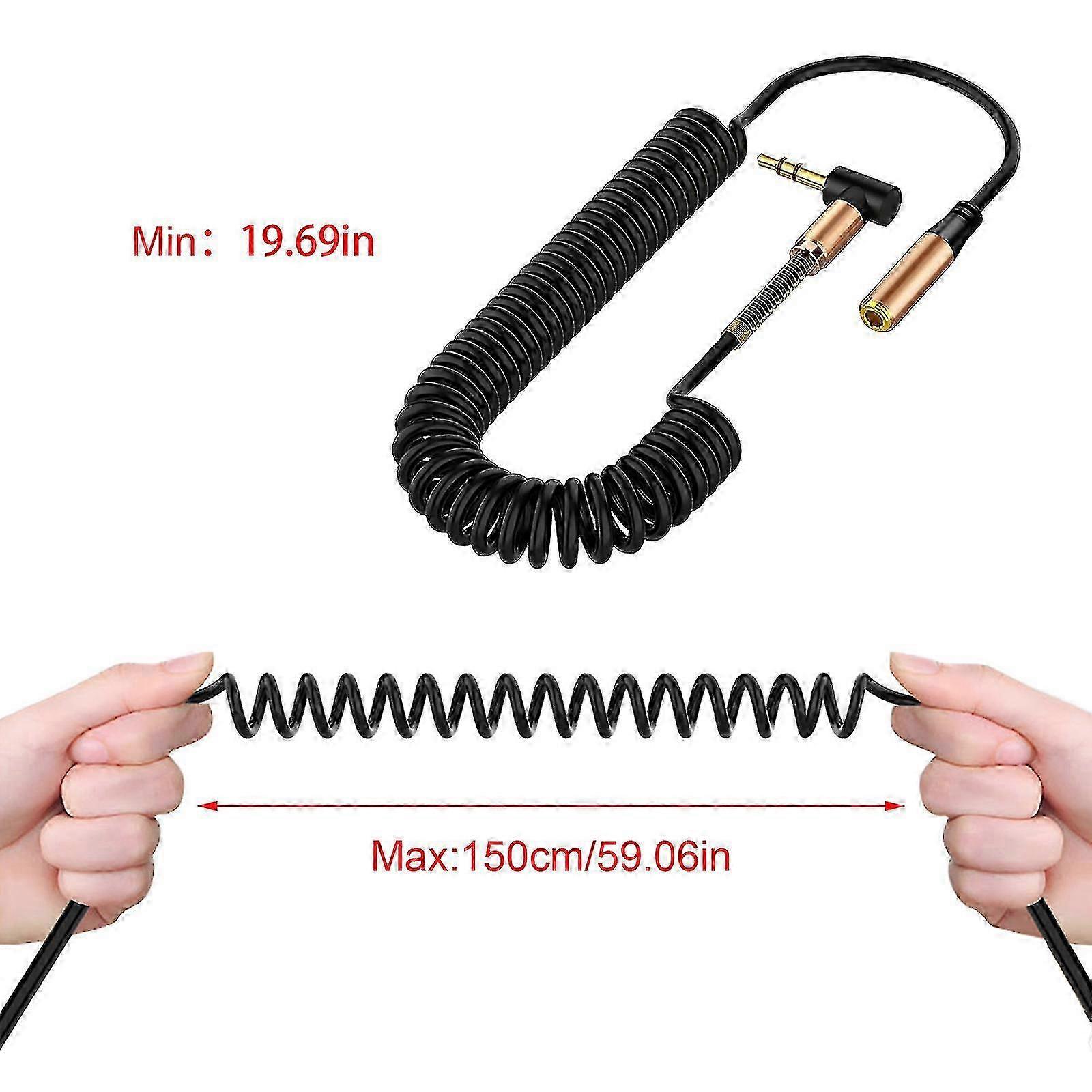 3.5mm Coiled Spiral Extension Cable 90 Degree Right Angle 3.5mm Male To ...