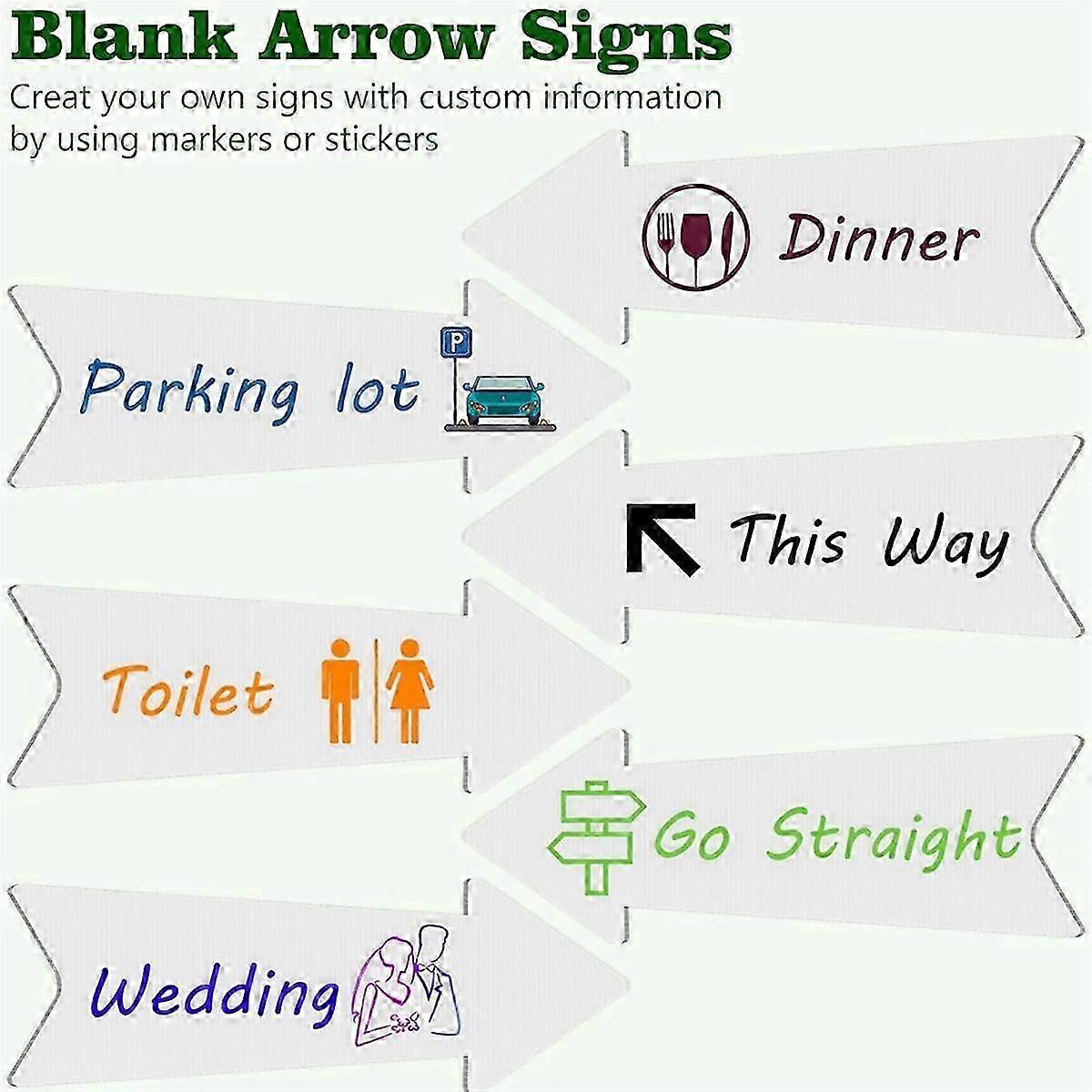 Directional Arrows Signs With Stakes, 4 Pack Blank Signs Plastic ...