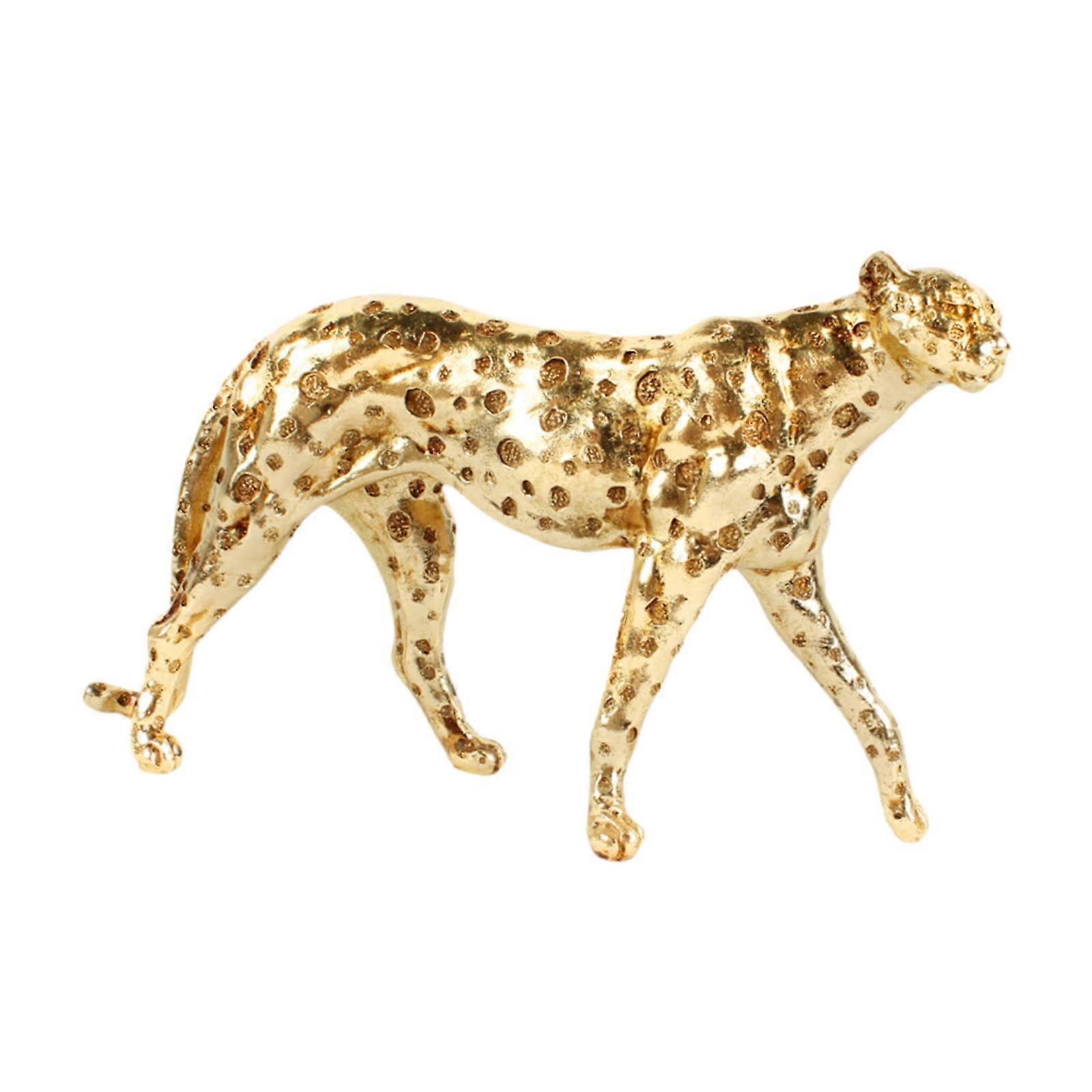 Gold Cheetah Figurine Animal Sculpture Decorative Table Centerpiece ...