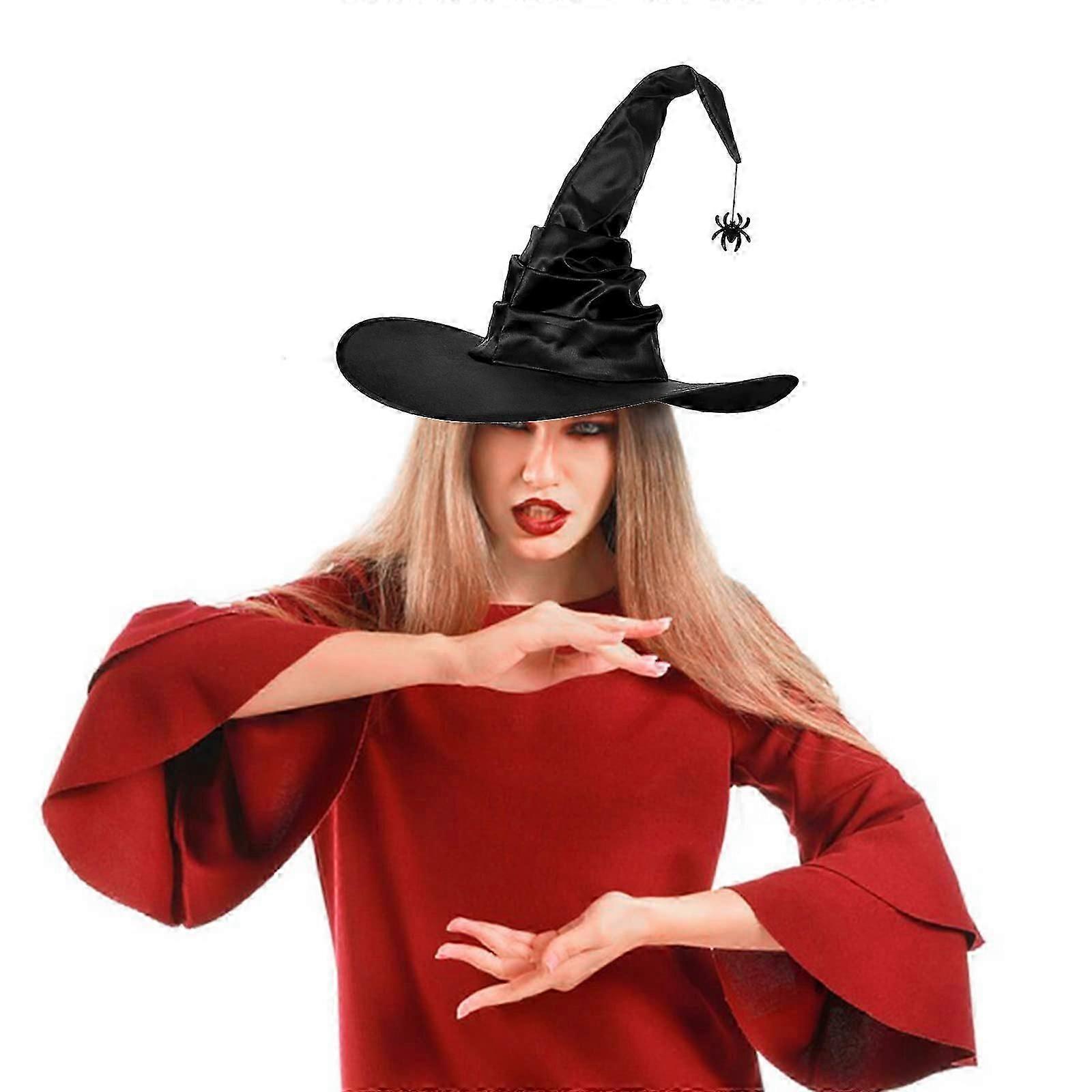 Halloween Witch Hat Pleated Wizard Hat Elegant Halloween Costume Witch ...