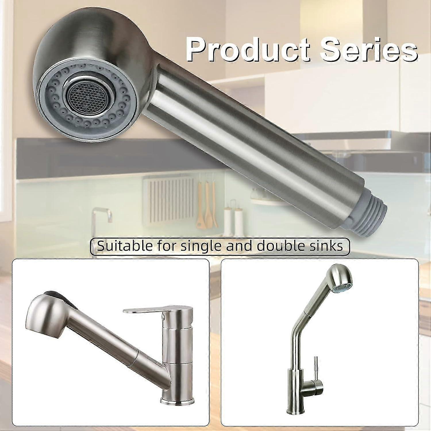Kitchen Faucet Shower Head with 2 Jet Types - Brushed Nickel | Fruugo UK