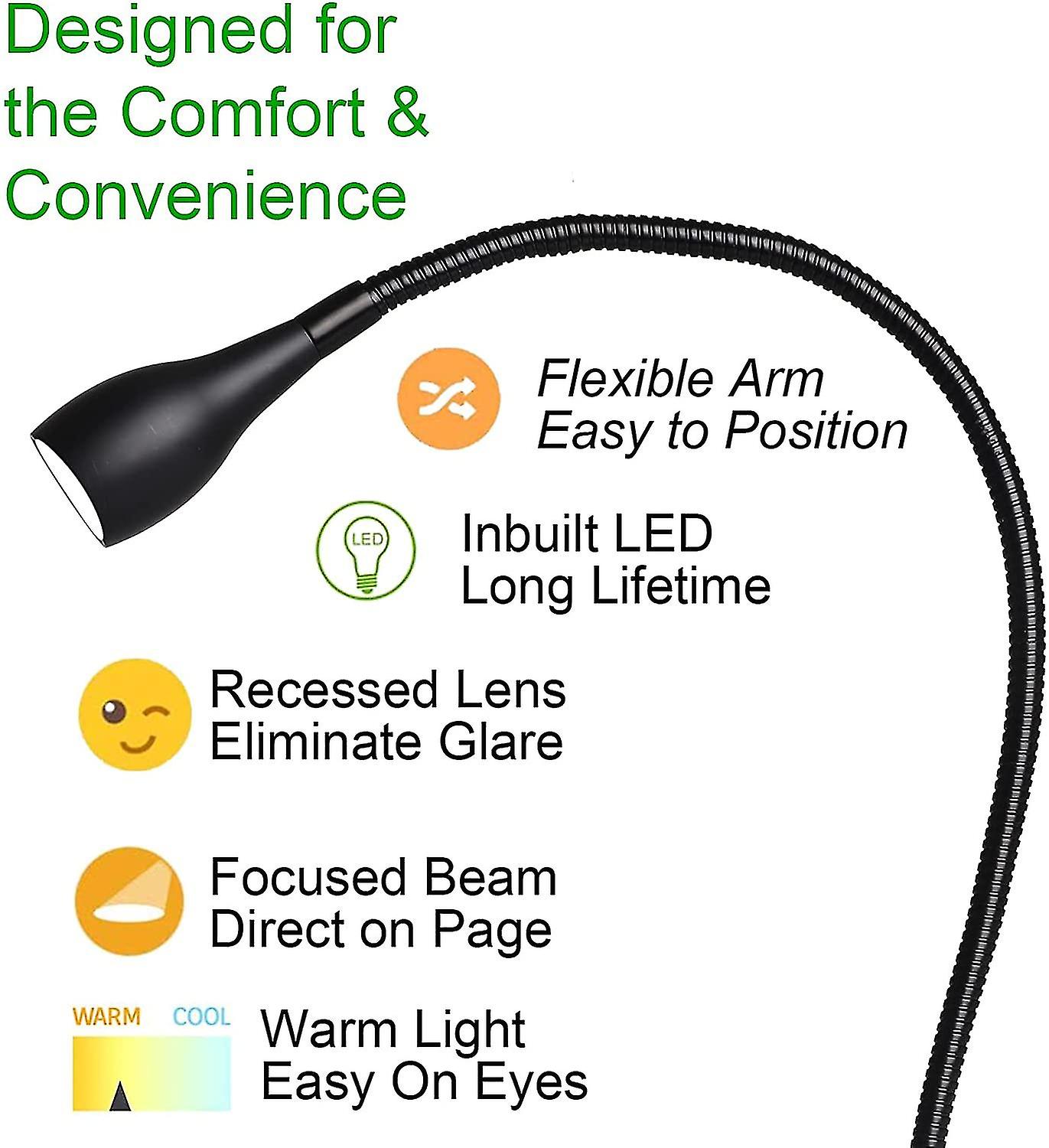 Dimmable Bedside Reading Light, Minimalist Led Bed Reading Lamp ...