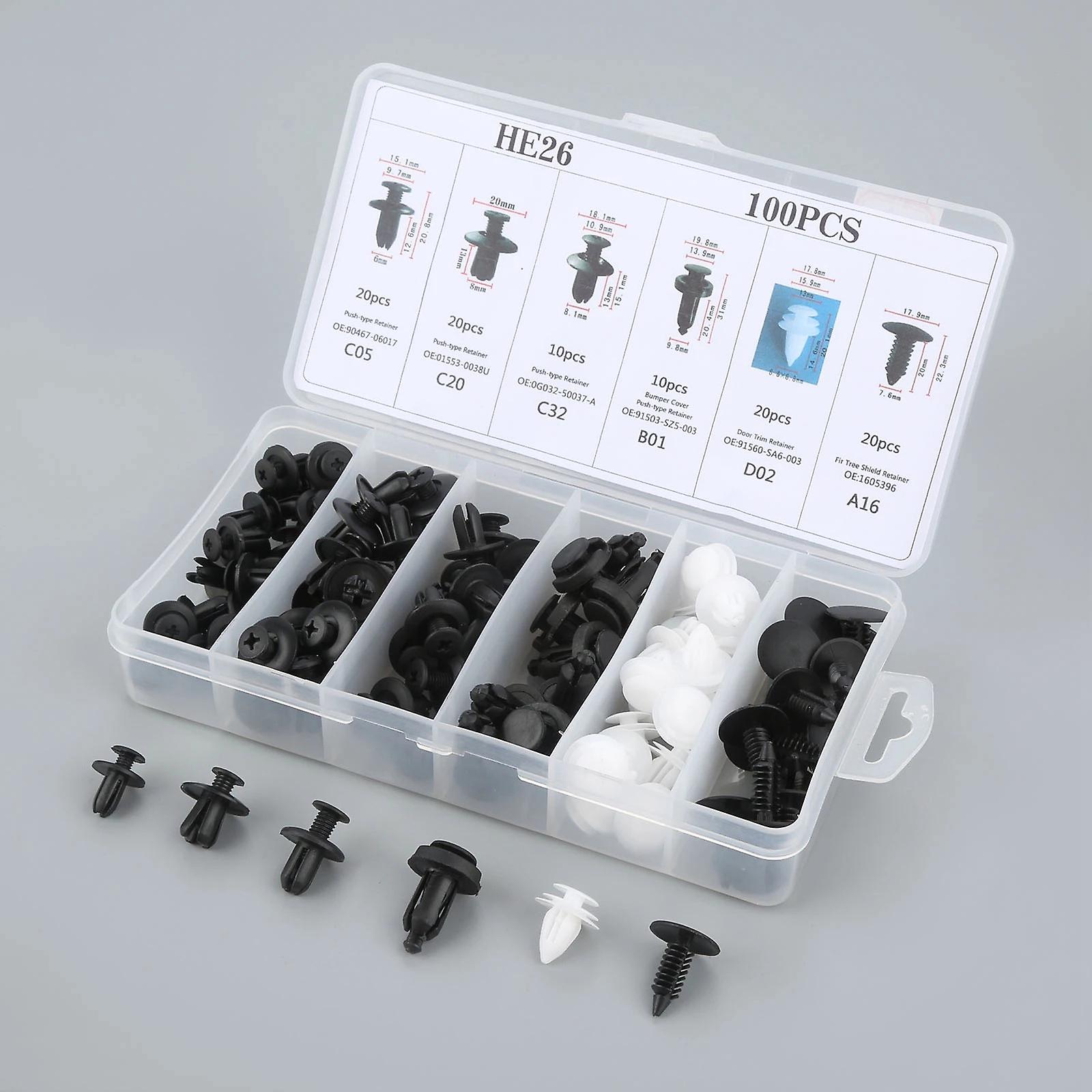 100pcs Universal Plastic Clips Auto Car Push Retainer Pin Rivet Trim ...