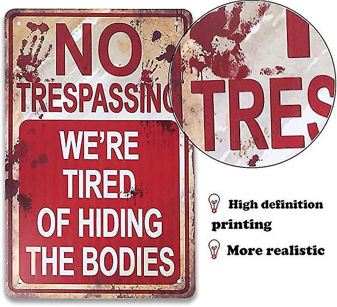 Halloween Signs, No Trespassing, Funny Metal Tin Sign For Halloween ...