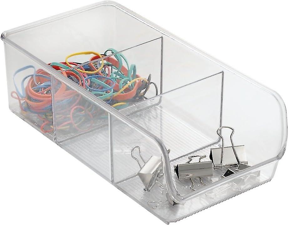 Storage Box With 3 Compartments, Medium Size Plastic Kitchen Organiser ...