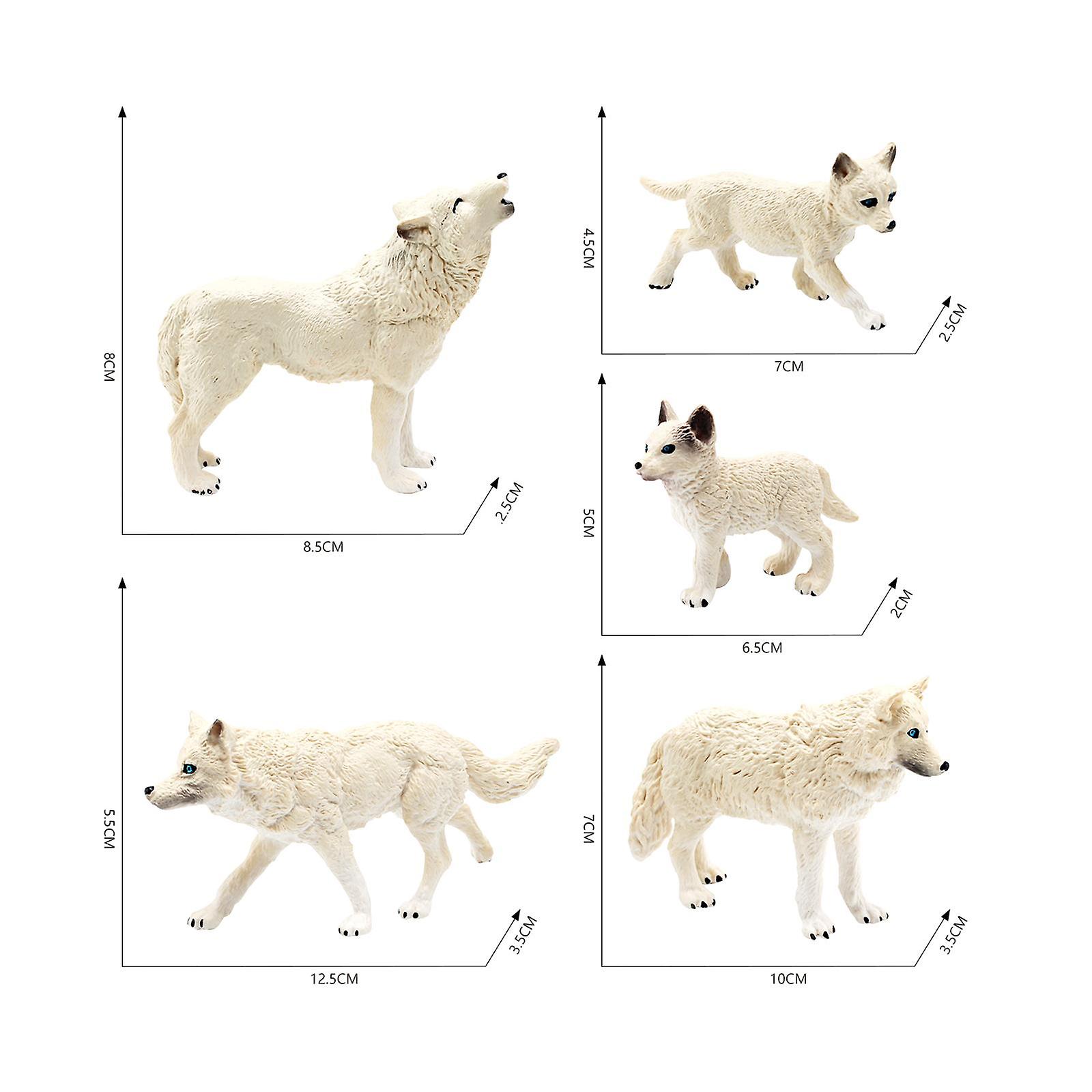 5Pcs Wolf Toy Figurines Wolf Playset Model for Xmas Present Educational ...