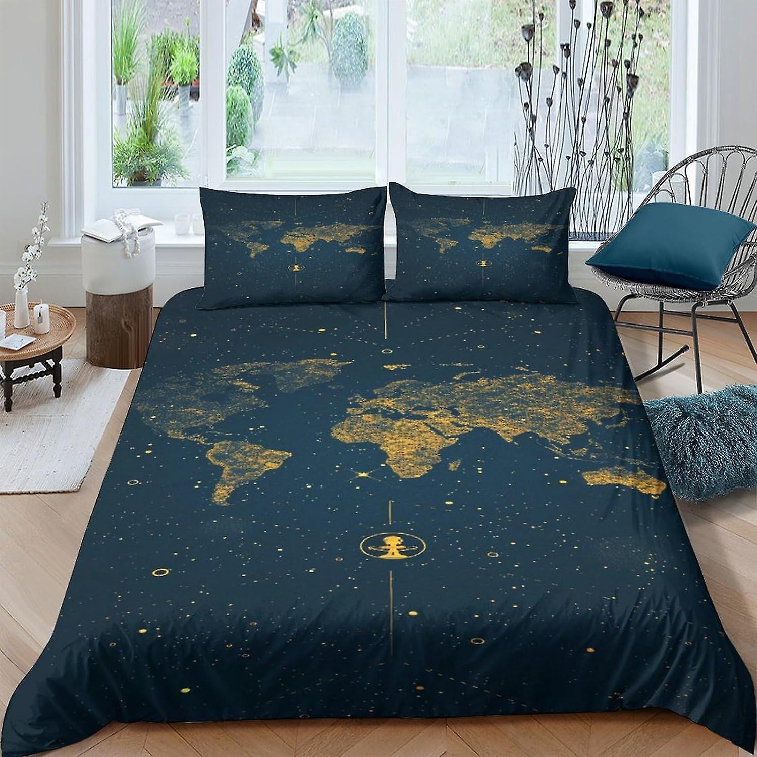 EKENOZ World Map Comforter Cover Soft Microfiber Duvet Cover Set Soft ...