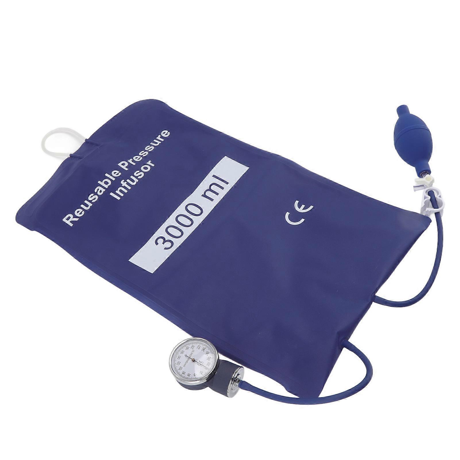 3000ml Pressure Infuser Bag with Pump and Metal Gauge for Fluid Blood ...