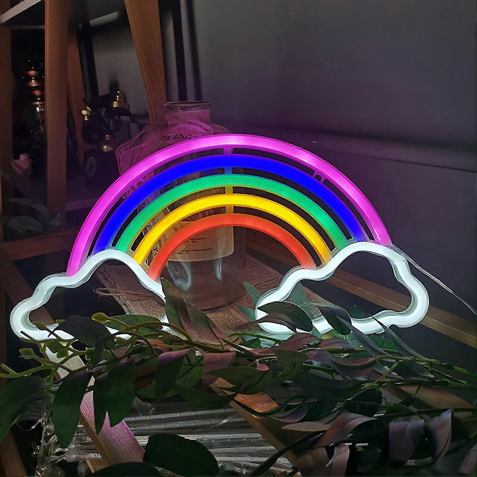 Rainbow Neon Sign LED Light USB/Battery Operated Non-Glaring Cloud ...
