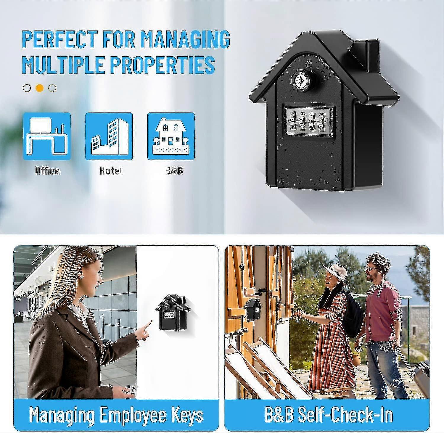 Large Key Safe Wall Mounted With Override Key, Password 4 Digit ...