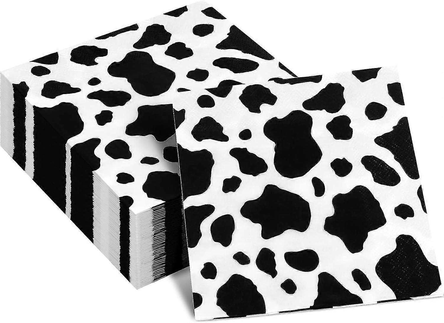 100 Pack Cow Party Napkins Cow Print Animal Cloth Napkin 3-layers Farm ...