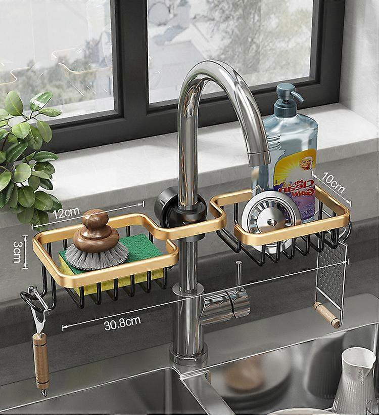 Faucet rack space aluminum sink pool drain rack home kitchen bathroom ...