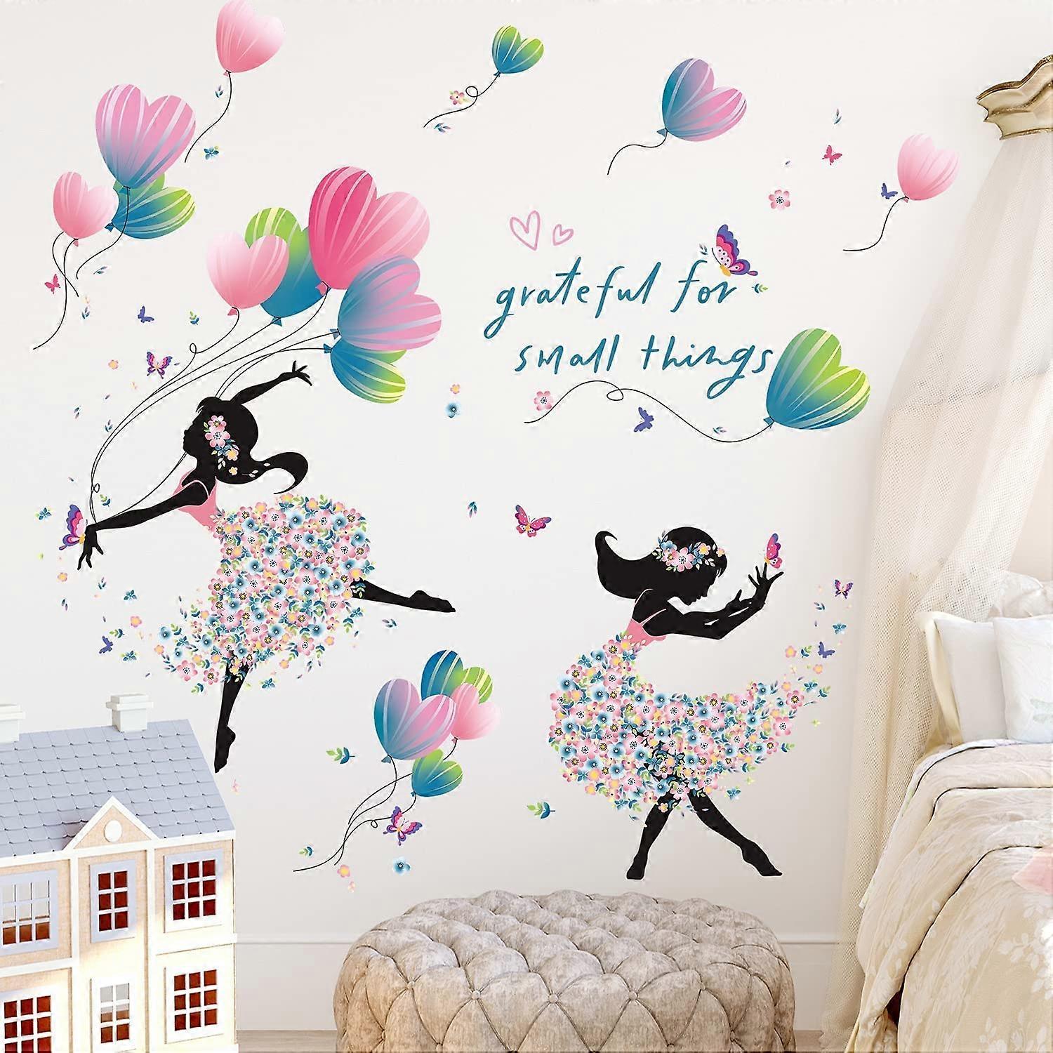 Flower Fairy Wall Sticker Dancing Girls Wall Decals DIY Romovable ...