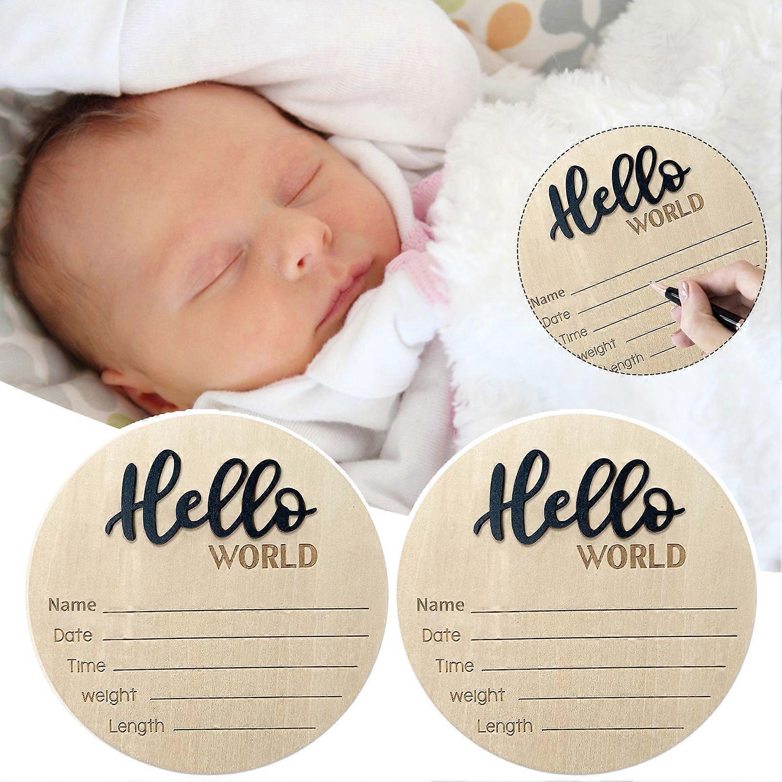 Wooden Baby Birth Announcement Sign Hello World Newborn Welcome Sign ...