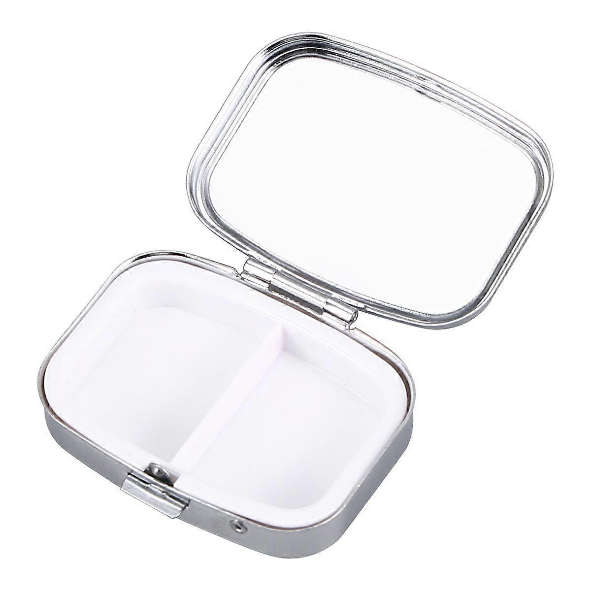 2pcs Pill Box Metal 2 Compartments Medicine Organizer Container Vitamin ...
