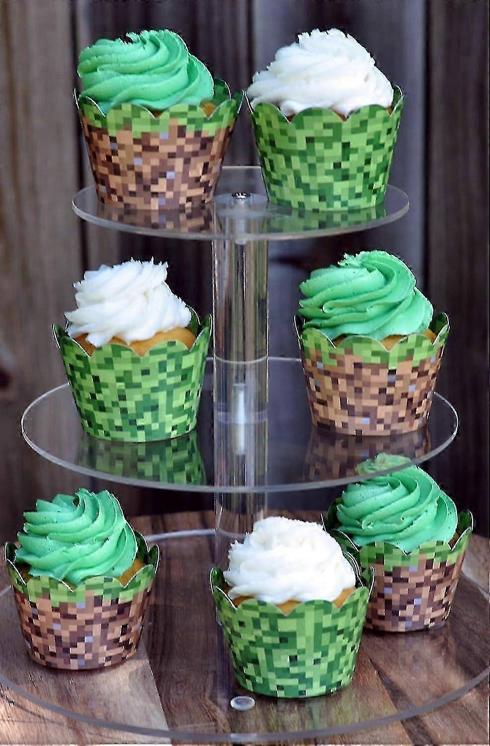 Minecraft Inspired Cupcake Wraps Birthday Party Set of 24 Reversible ...