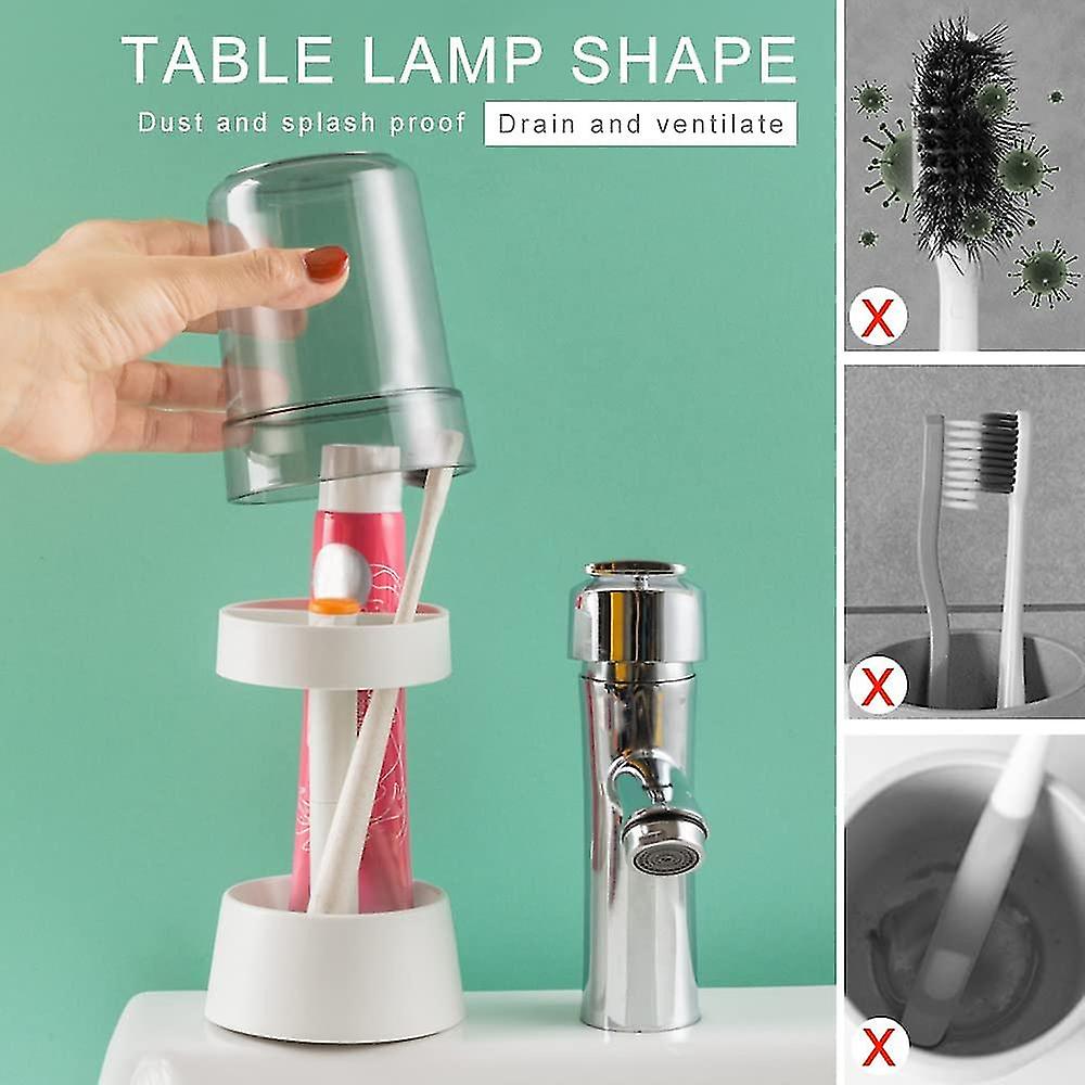 Toothbrush Holder Stand With Tooth Brush Cups/cover, Toothpaste Holder ...