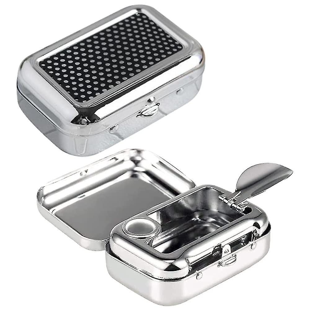 Mini Ashtray, 2 Pcs Stainless Steel Cigarette Pocket Ashtray, Square ...