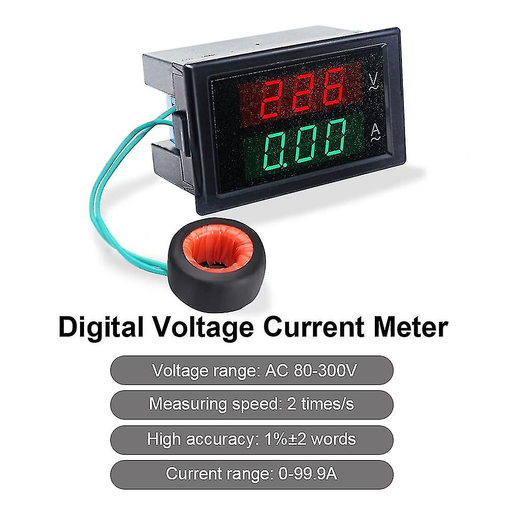 Digital Voltmeter Ammeter Ac 80-300v 0-100a Voltage Current Meter Volt Amp Display Voltmeter ...
