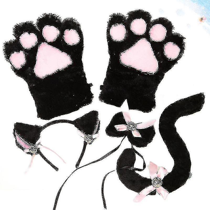 5 Pcs Creative Cat Cosplay Costume Kitten Tail Ears Collar Paws Gloves ...