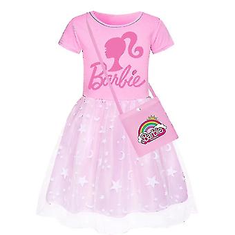 Barbie-pink Girls' Dress Kids Barbie Dress Star Rainbow Lace Skirt And ...