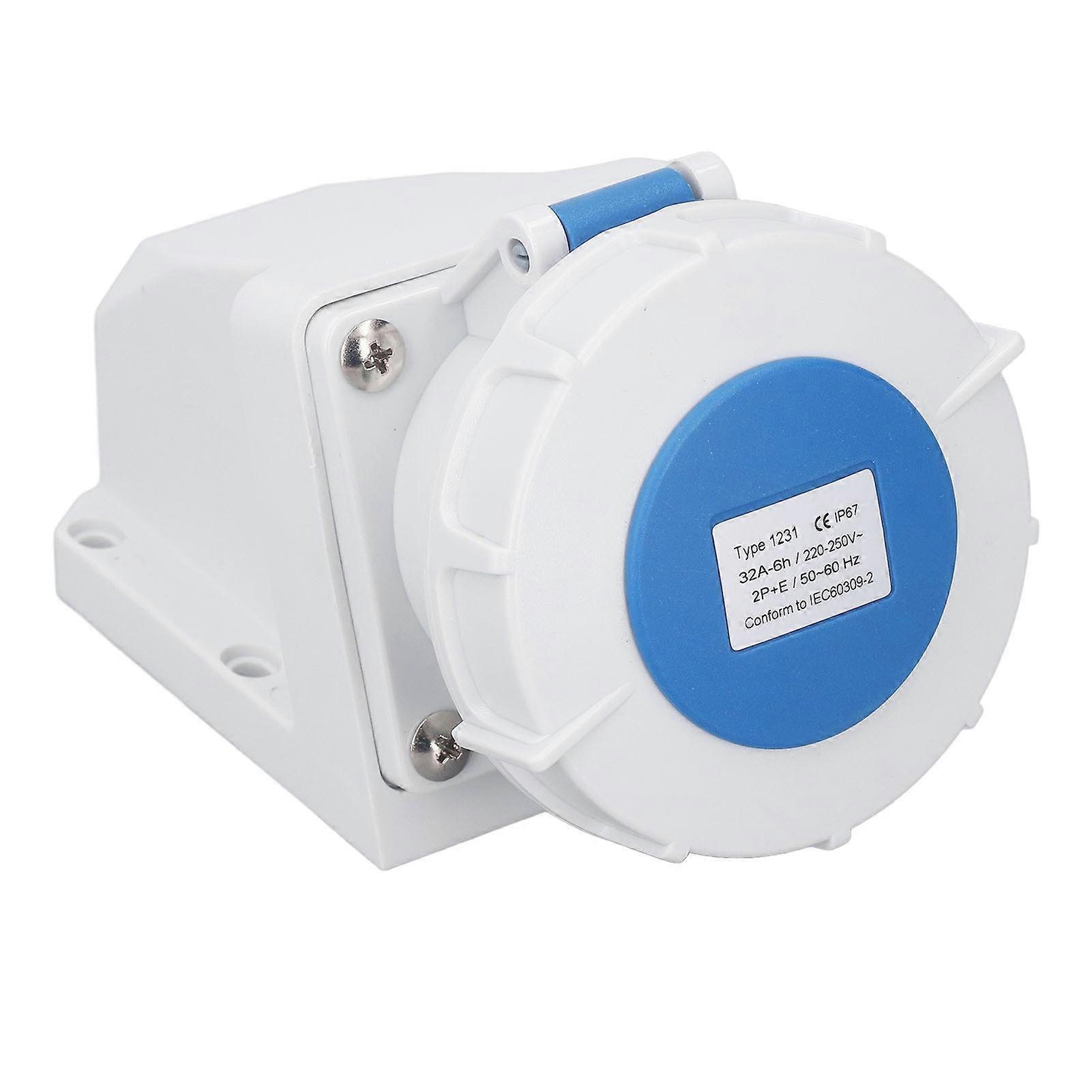 Industrial Connector Socket 32A 2P+E Surface Mounted IP67 Waterproof ...