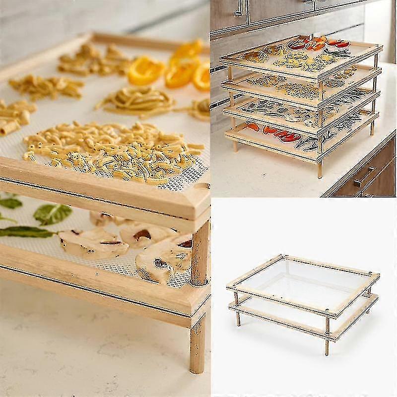 Wooden Pasta Herb Drying Racks Multipurpose 2-tier Food-dryer Holder ...