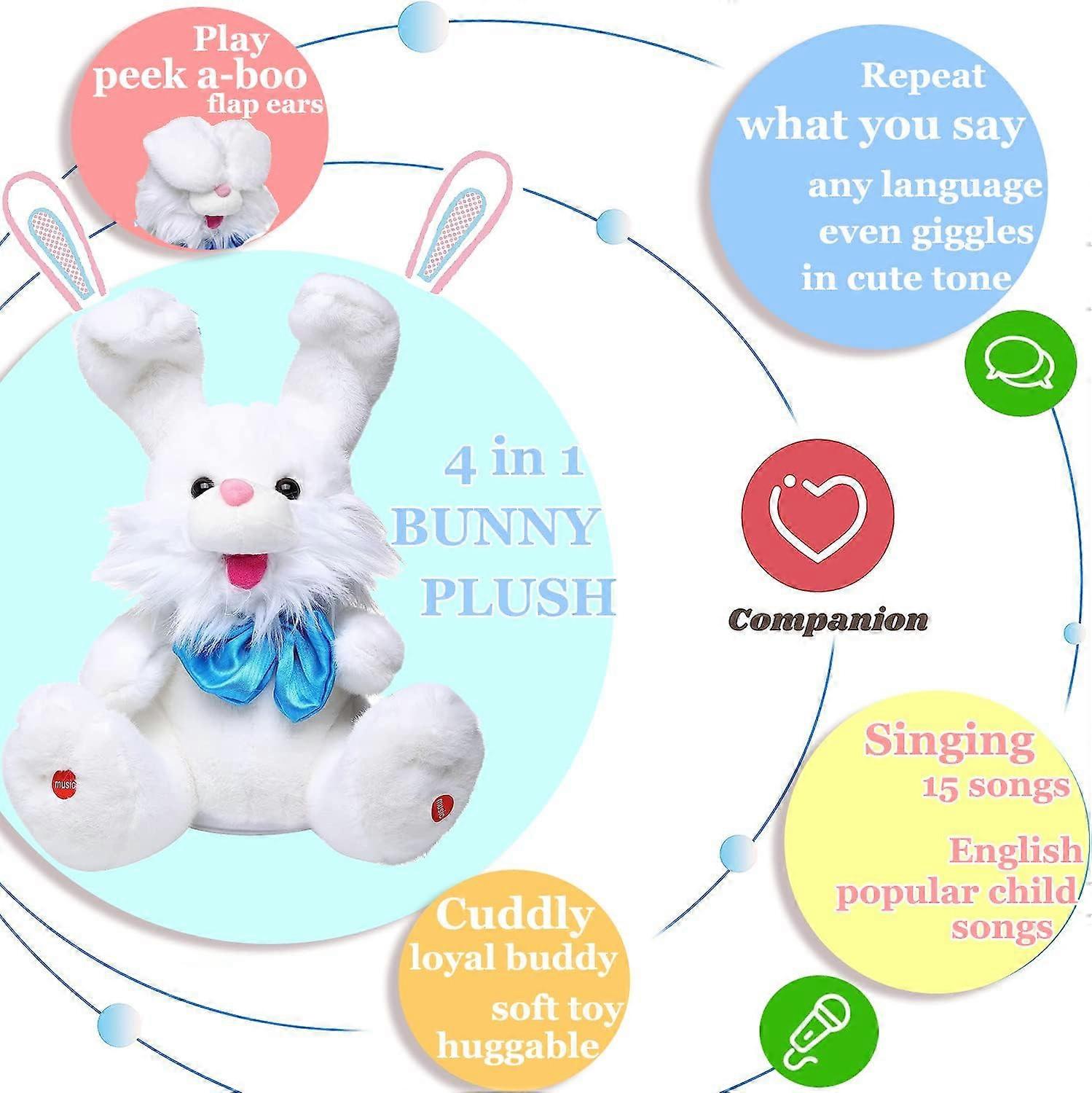 Kids Cute Peek A-Boo Singing Talking Bunny Toy with Flaping Ears, Baby ...