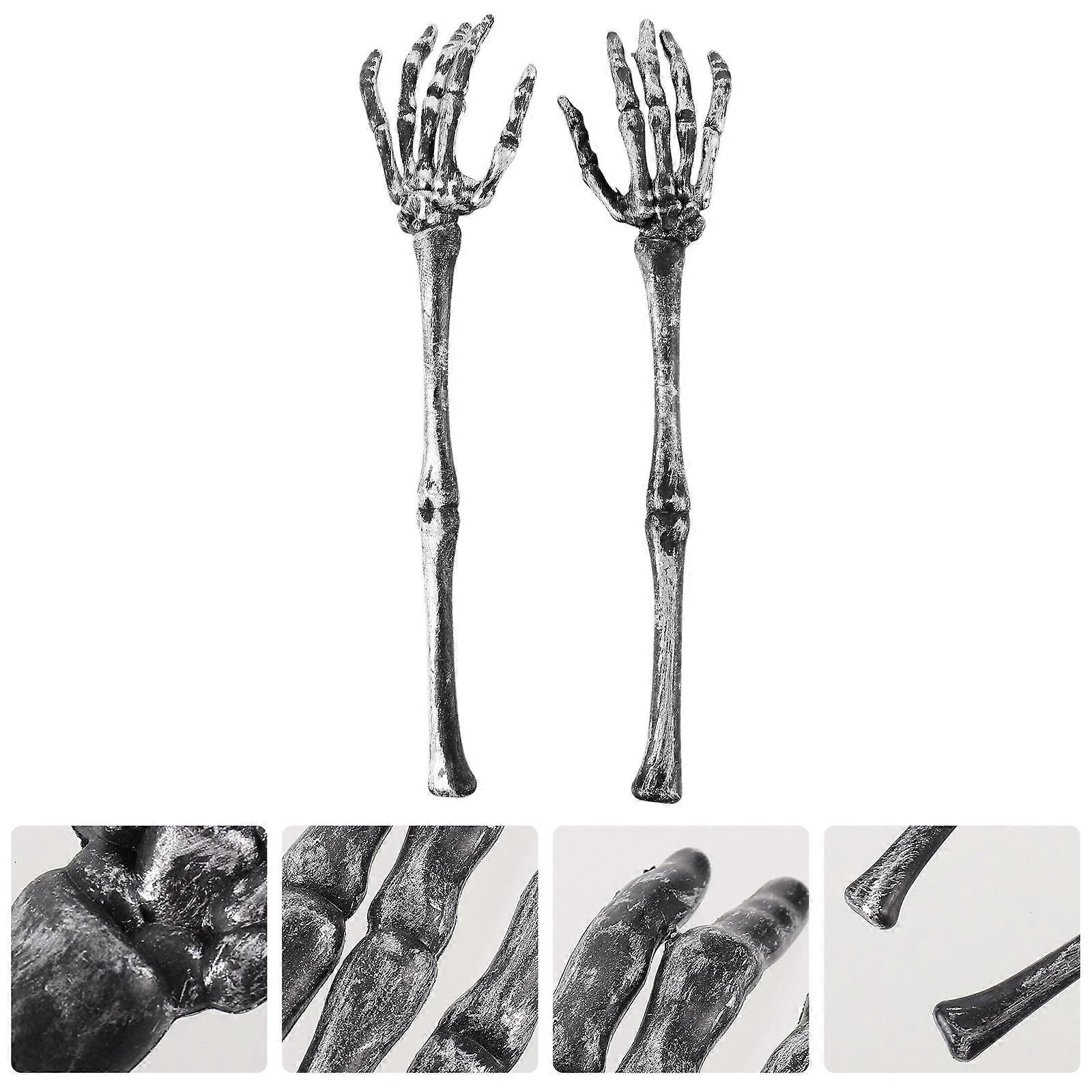 1 Pair of Halloween Skeleton Arm Stake Decoration Skull Hands Garden ...