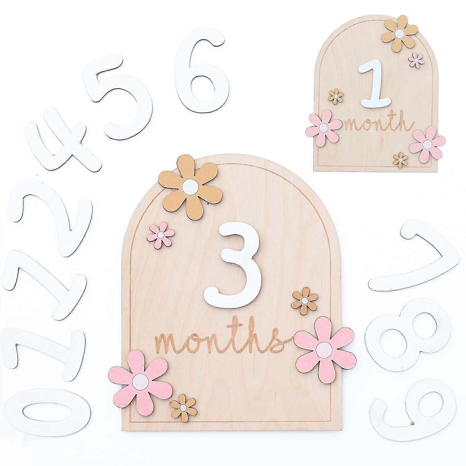Wooden Baby Monthly Card Wooden Announcement Sign Welcome Newborn ...
