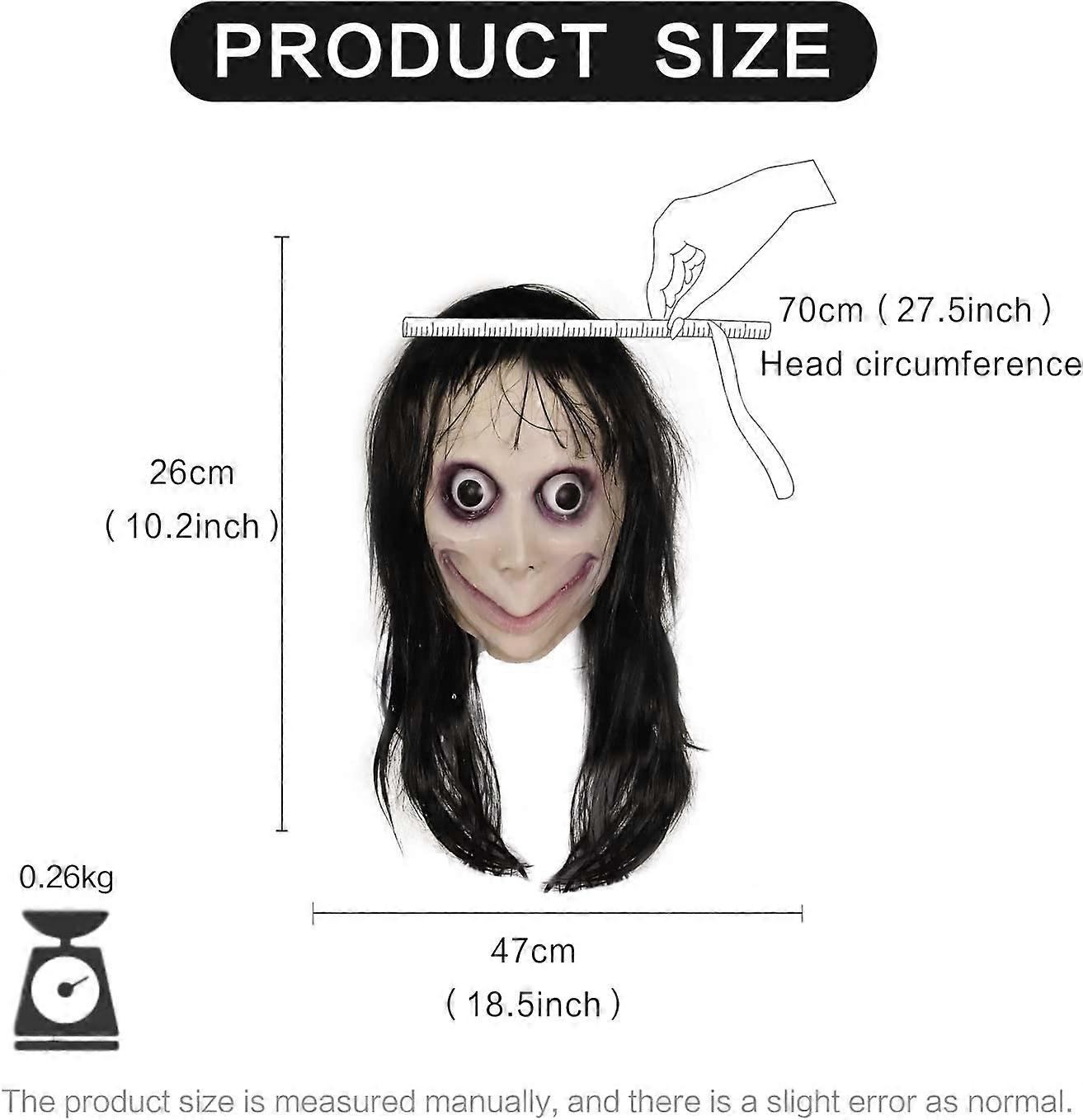 Momo Horror Mask Mask, Halloween Horror Long Hair Momo Mask, Horror ...