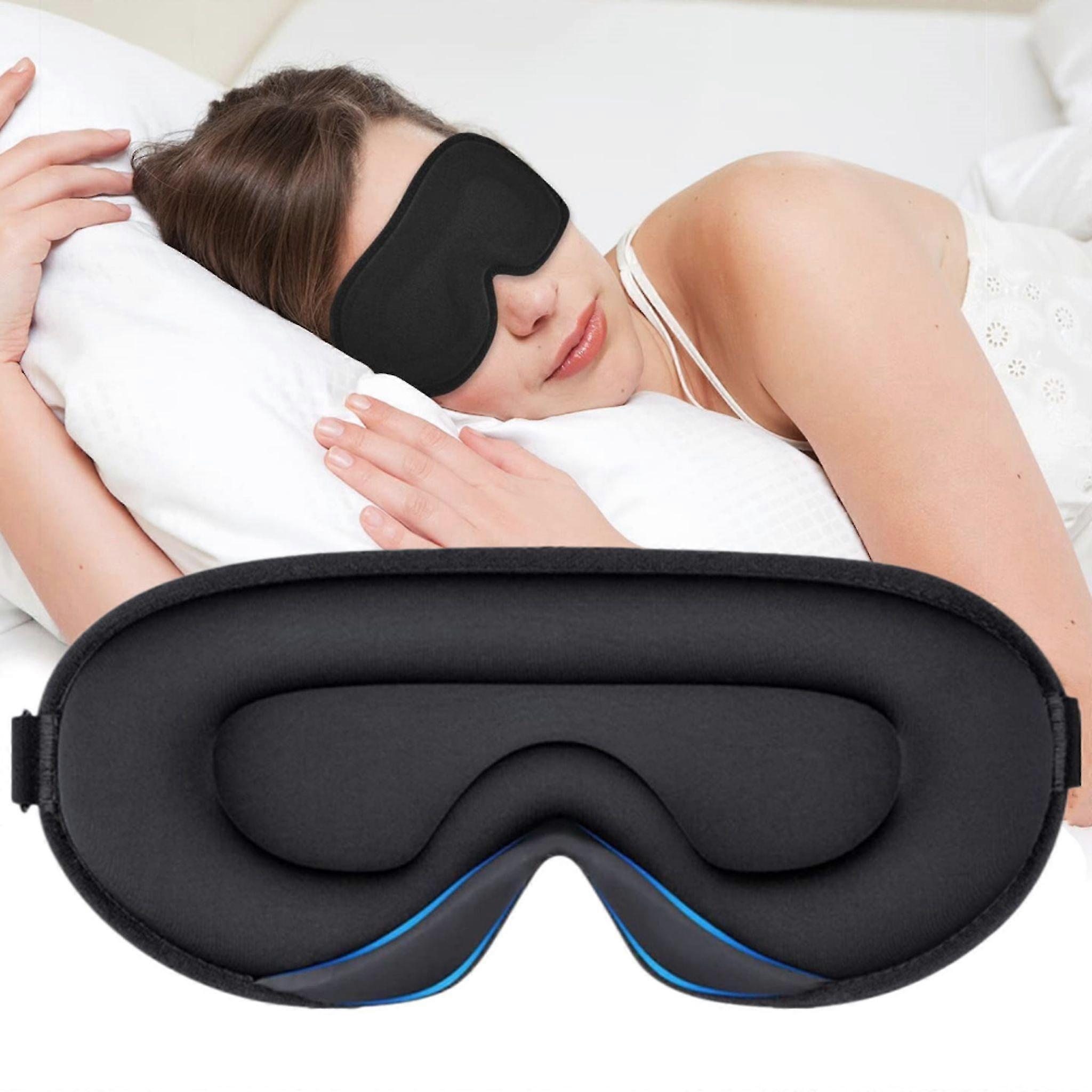 Black Silk Sleep Mask 3d Eye Mask For Travel And Sleeping, Comfortable ...