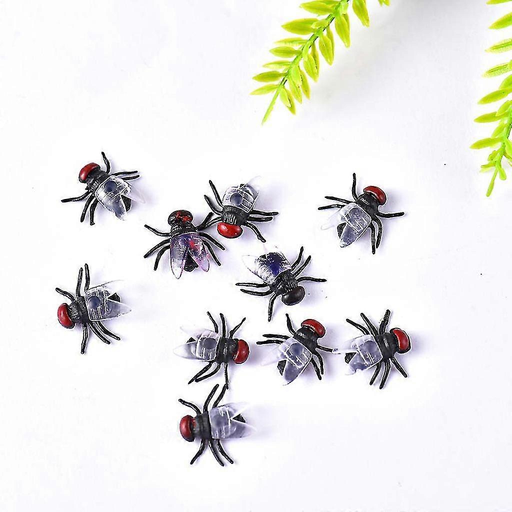 100 Pcs Fake Flies Plastic Simulated Insect Fly Bugs Joke Toys Prank ...