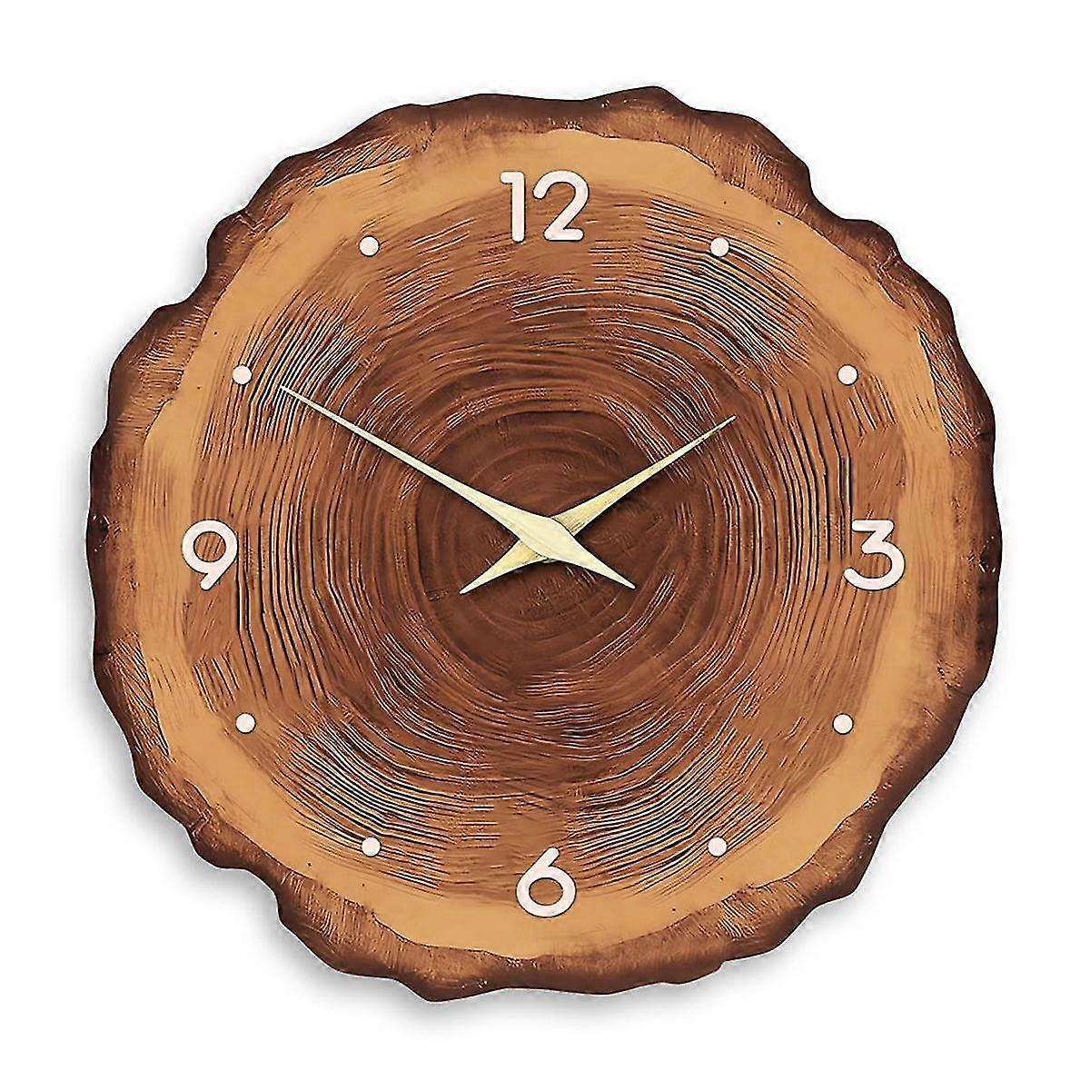 Rustic Wood Wall Clock 12 Inch - Silent Non Ticking Battery Operated ...