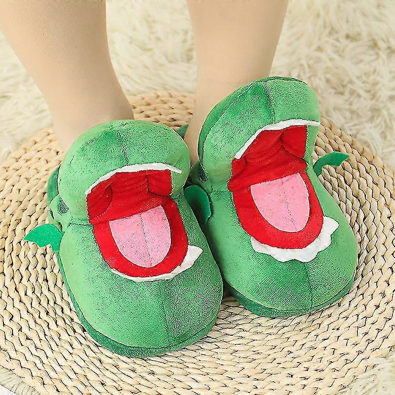 Women Crocodiles Plush Slippers With Open Mouth Cotton Slippers With A ...