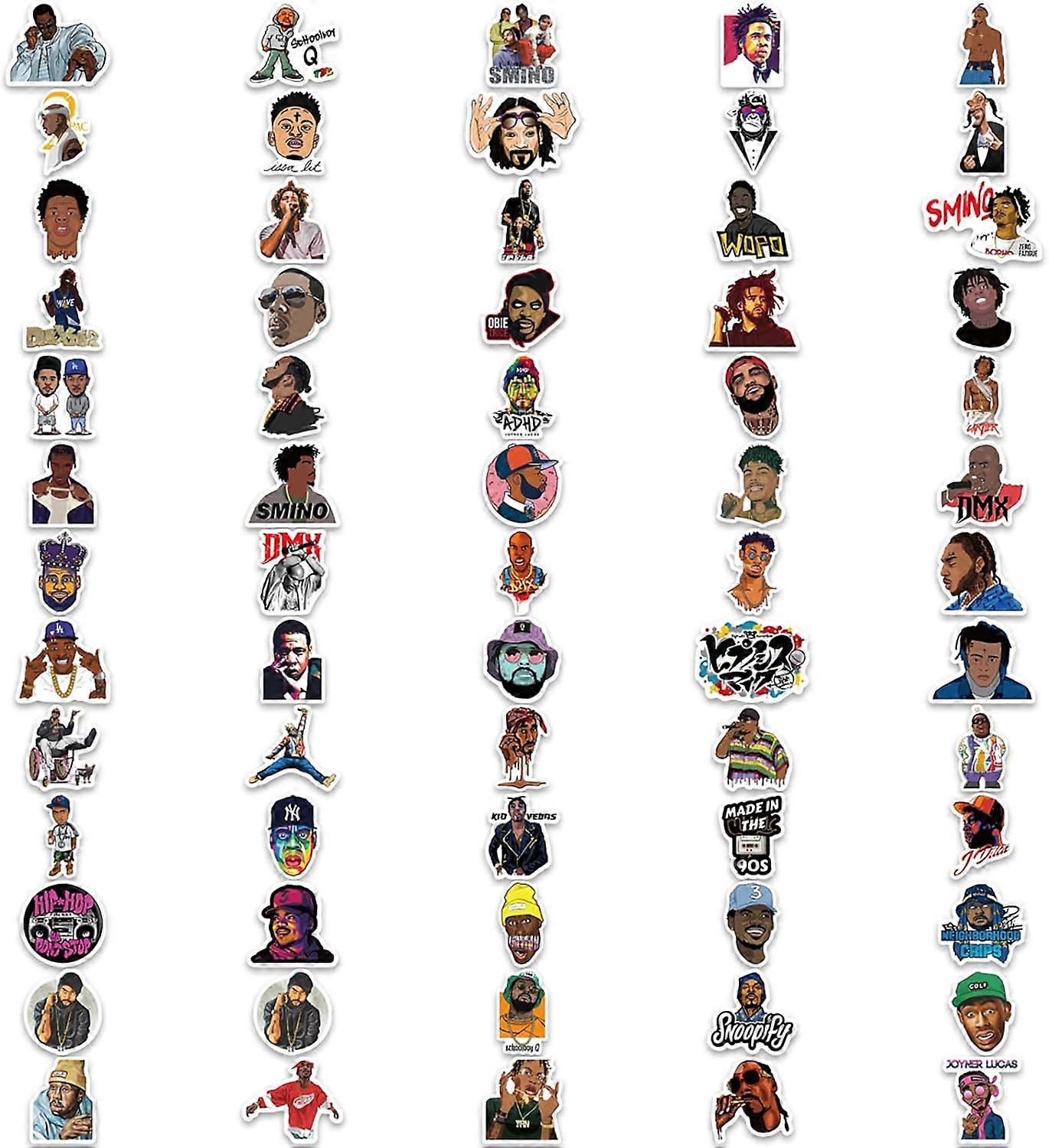 100Pcs Rapper Stickers, Hip Hop Rap Singer Repeating Waterproof ...