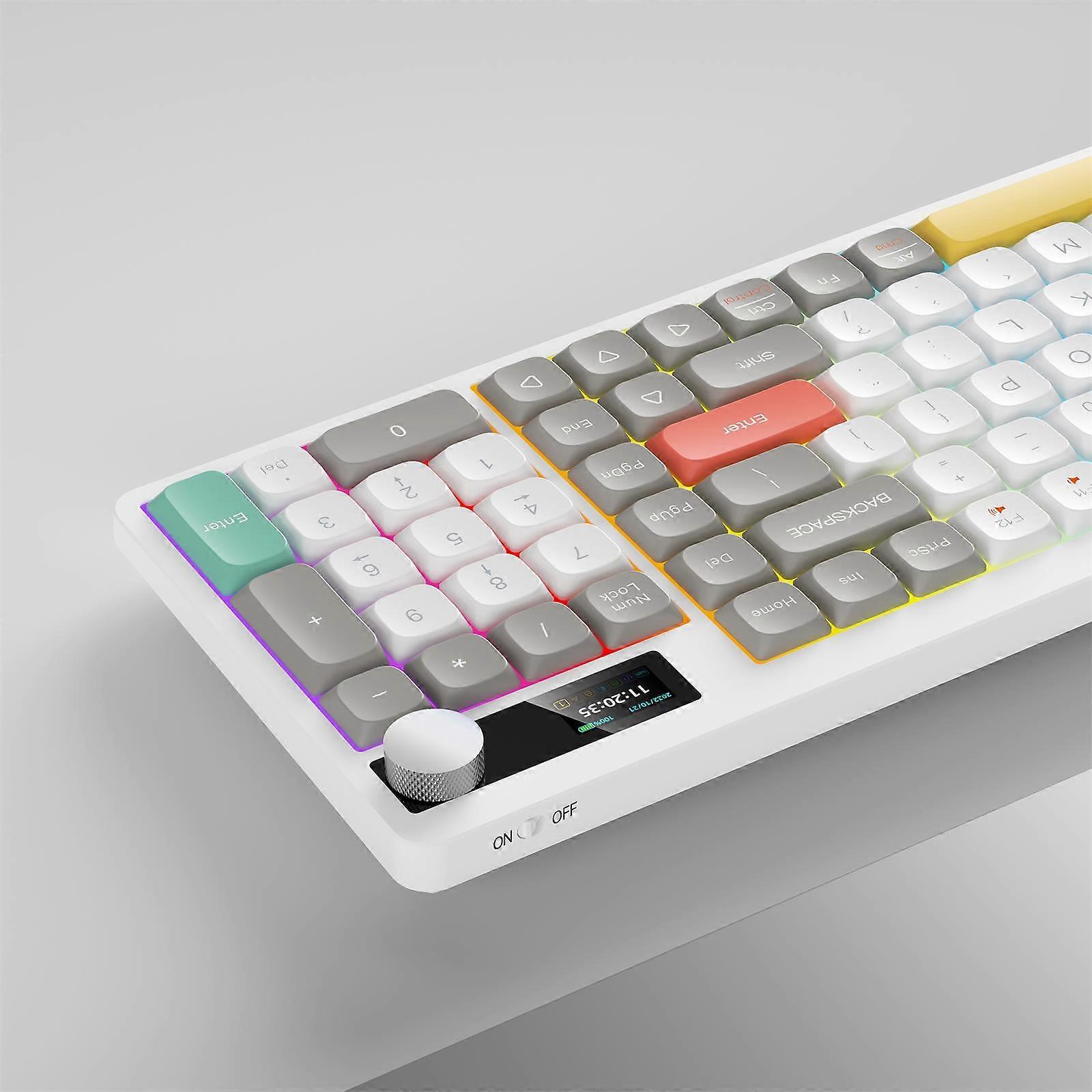 Wireless Mechanical Keyboard with Red Switches Colorful Backlight Full Key Rollover PBT Keycaps ...