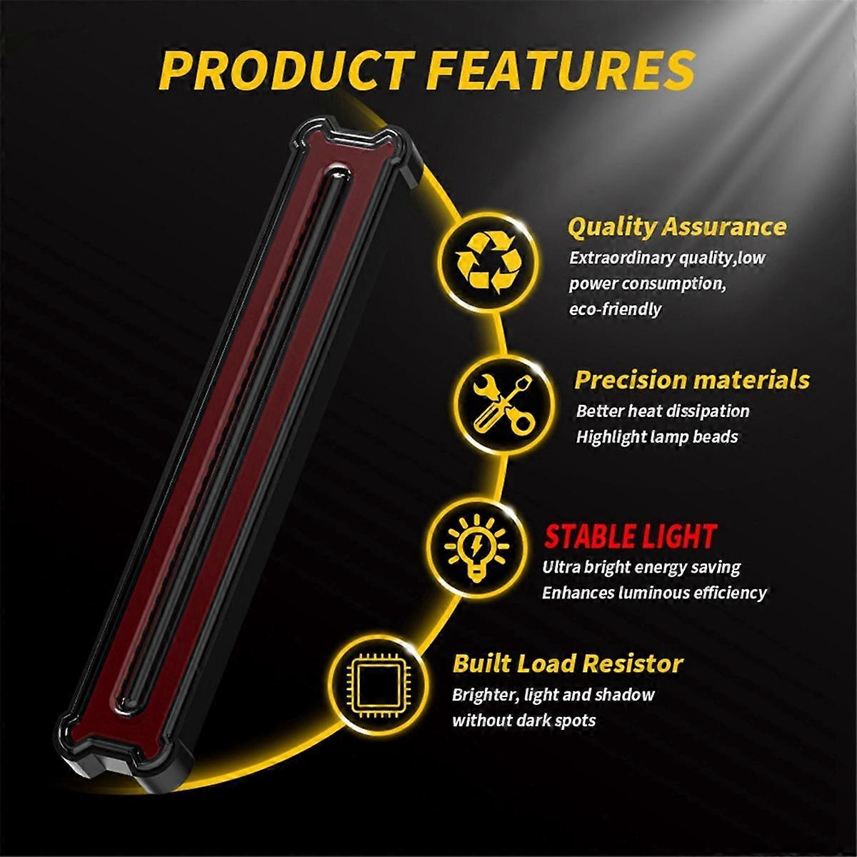 Rectangular LED Tail Light Bar Brake Indicator Rear Bumper Flowing Turn ...