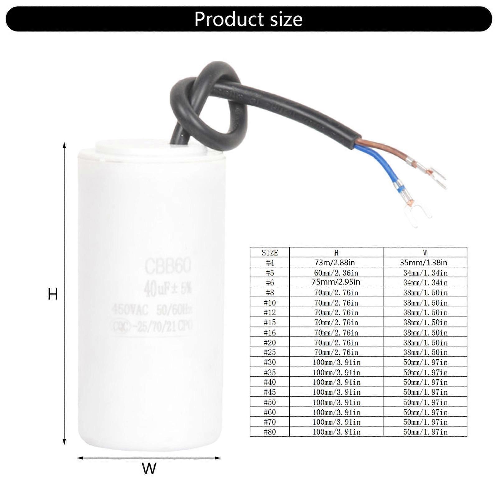 CBB60 Motor Starting Capacitors 450VAC for Unidirectional Motors in ...