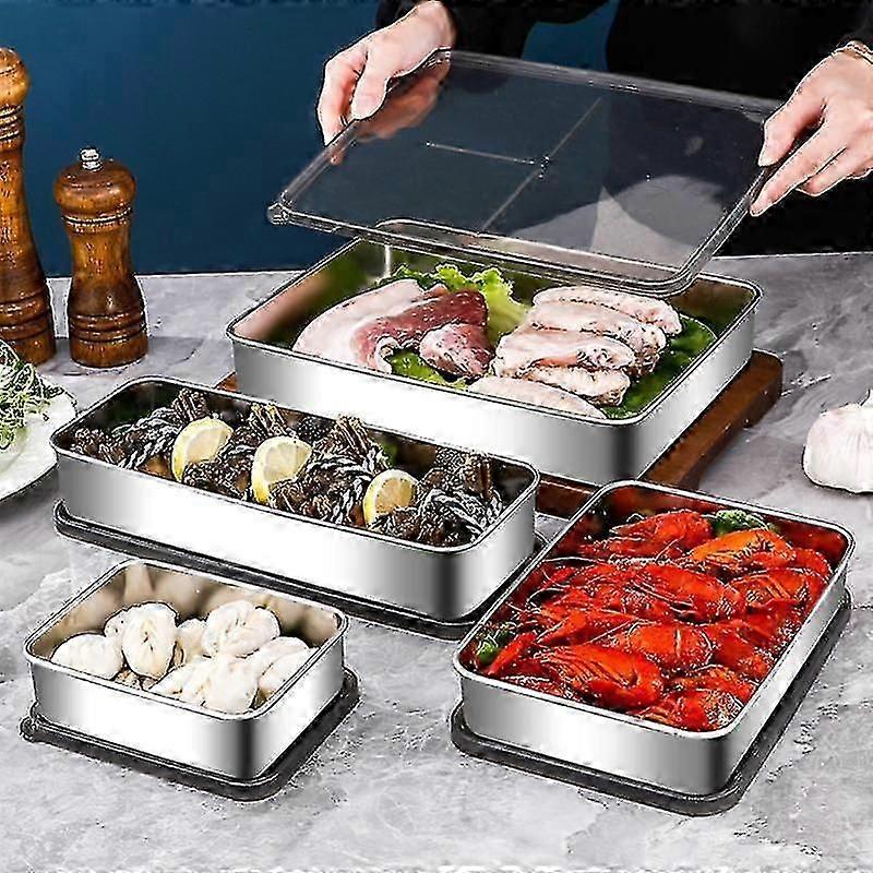 Stainless Steel Cheese & Deli Meat Container with Elevated Base, Fridge ...