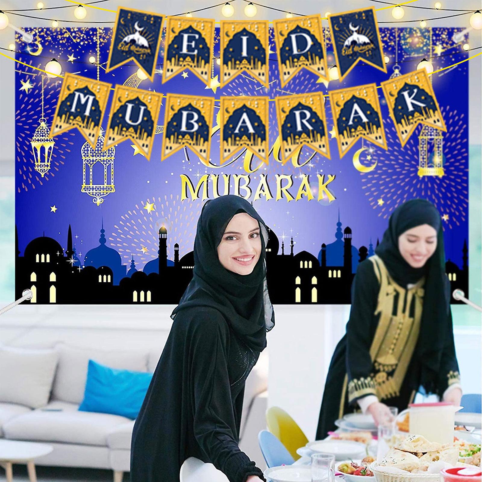 Eid Mubarak for Banner Moon Star Pull Flag Party Decorations Supplies ...
