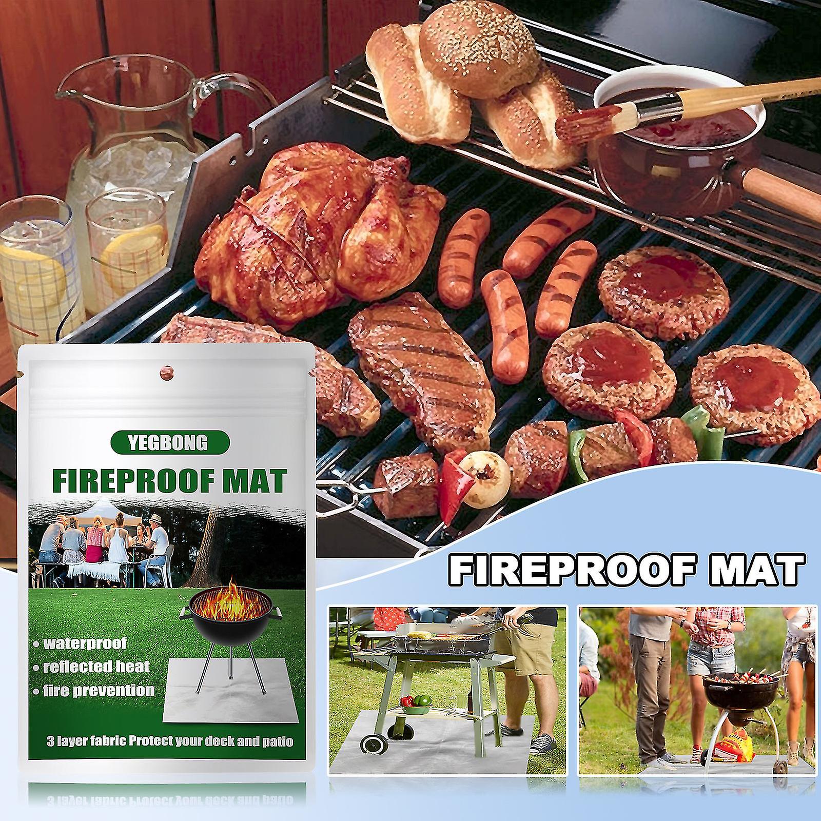Grill Mat Bbq Fire Resistant Mat Grill Splatter Rug Fireproof Heat ...